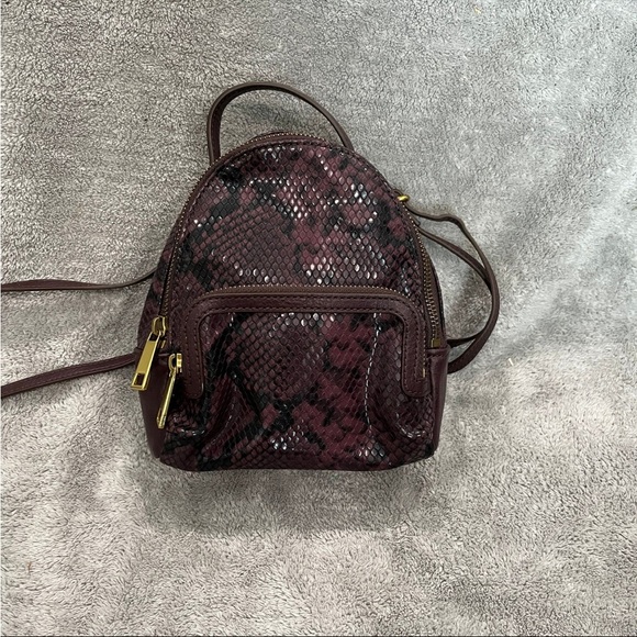 Fossil | Bags | Fossil Maisie Mini Backpack Faux Snake Skin Purple And ...
